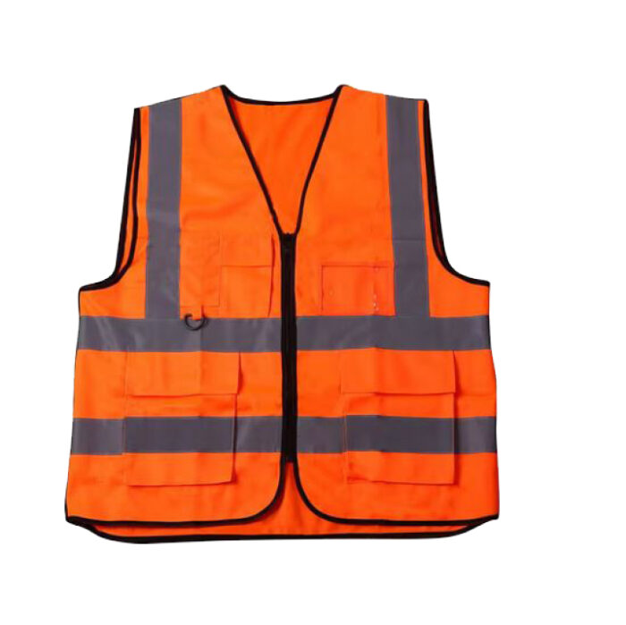 Orange Reflector Vest with Pockets - Imara Work Wear